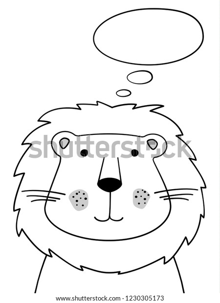 Doodle Cartoon Lion Thought Cloud Illustration Stock Vector (Royalty ...