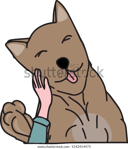 Doodle Cartoon Vector Touching Dog Face: vector de stock (libre de ...