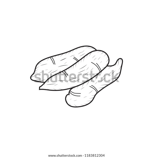 Doodle Cassava Icon Outline Stock Vector (Royalty Free) 1183812304