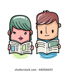 Doodle Character Reading Book Stock Vector (Royalty Free) 440506597