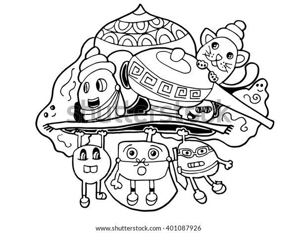 Doodle Characters Cartoon Stock Vector (Royalty Free) 401087926 ...