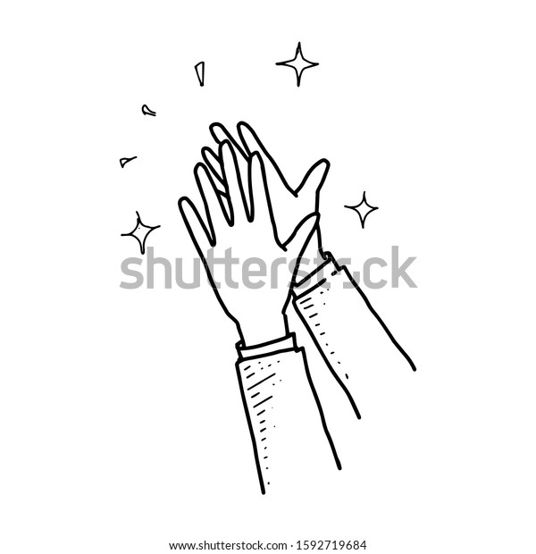 Doodle Cheers Hand Gesture Stock Vector (Royalty Free) 1592719684 ...