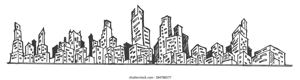 Doodle Cityscape Vector Illustration Drawing Line Stock Vector (Royalty ...