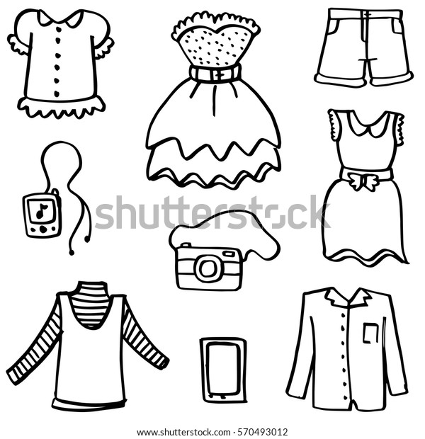 Doodle Clothes Women Vector Art Stock Vector (Royalty Free) 570493012