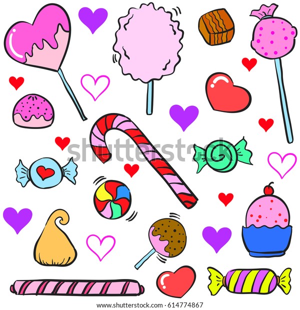 Doodle Colorful Candy Object Design Style Stock Vector (Royalty Free ...