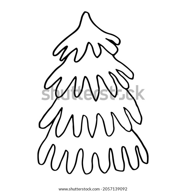 Doodle Coniferous Tree Line Art Forest Stock Vector (Royalty Free ...