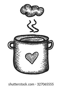 Doodle Cooking Pot Vector Illustration Stock Vector (Royalty Free ...