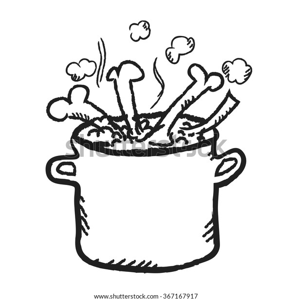 Doodle Cooking Pot Vector Illustration Icon เวกเตอร์สต็อก (ปลอดค่า ...