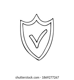 Doodle Cyber Security Icon Shield Hand Stock Vector (Royalty Free ...