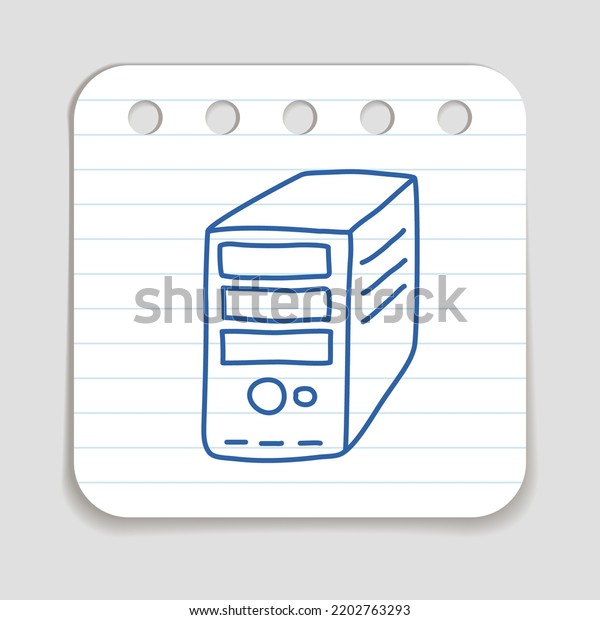 Doodle Desctop Computer Box Icon Blue Stock Vector (Royalty Free ...