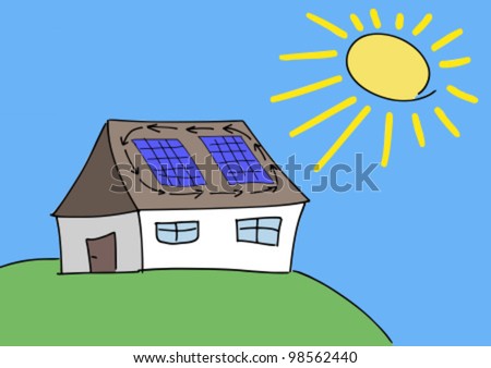 Doodle Drawing Solar Energy Concept Renewable Stock Vector (Royalty ...