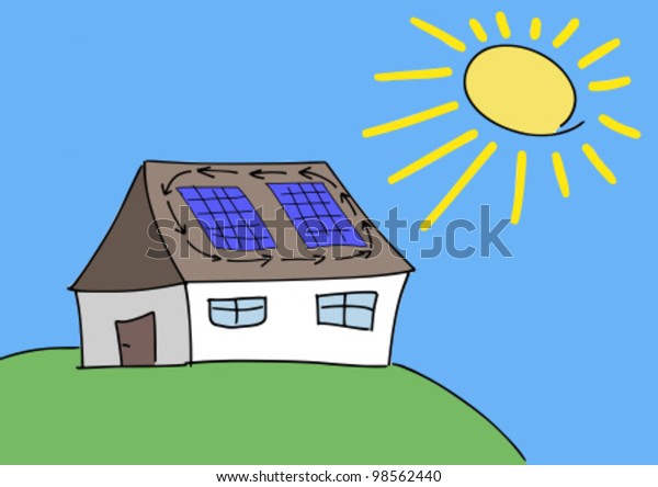 Doodle Drawing Solar Energy Concept Renewable Stock Vector (Royalty ...