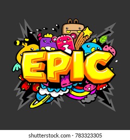 Doodle Epic Cute Characters Stock Vector (Royalty Free) 783323305 ...