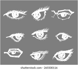 Doodle Style Eyes Sketch Vector Format: vector de stock (libre de ...