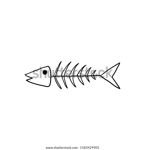 Doodle Fishbone Illustration Handdrawn Doodle Isolated Stock Vector ...
