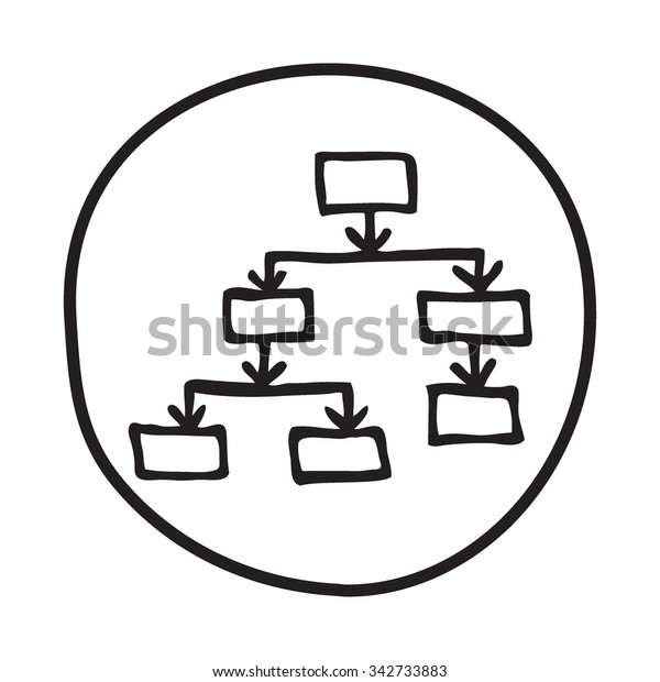 Doodle Flow Chart icon. Blue pen hand drawn infographic symbol on a ...