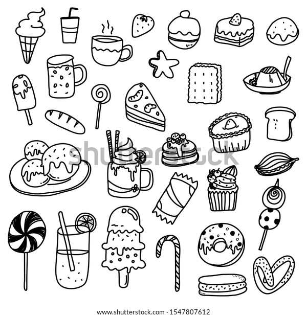 Doodle Food Drink Vector Freehand Drawing Stock Vector (Royalty Free ...
