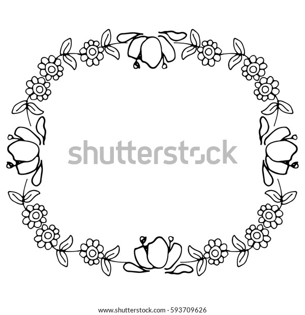 Doodle Frame Hand Drawn Botanical Vector Stock Vector (Royalty Free ...