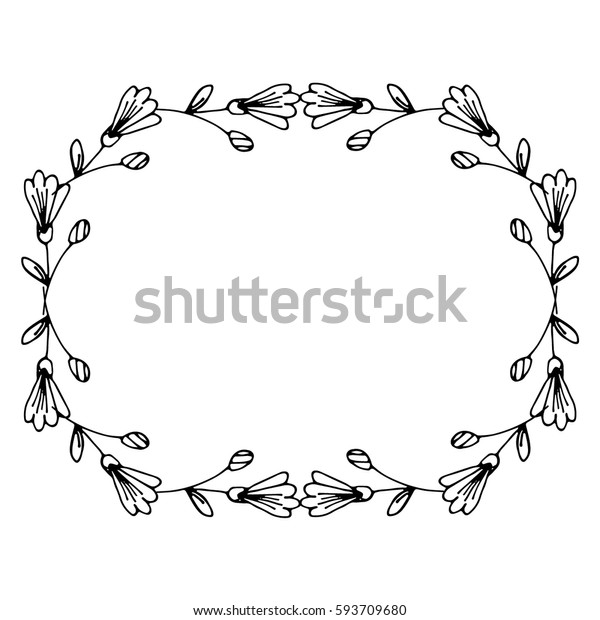 Doodle Frame Hand Drawn Botanical Vector: เวกเตอร์สต็อก (ปลอดค่า ...