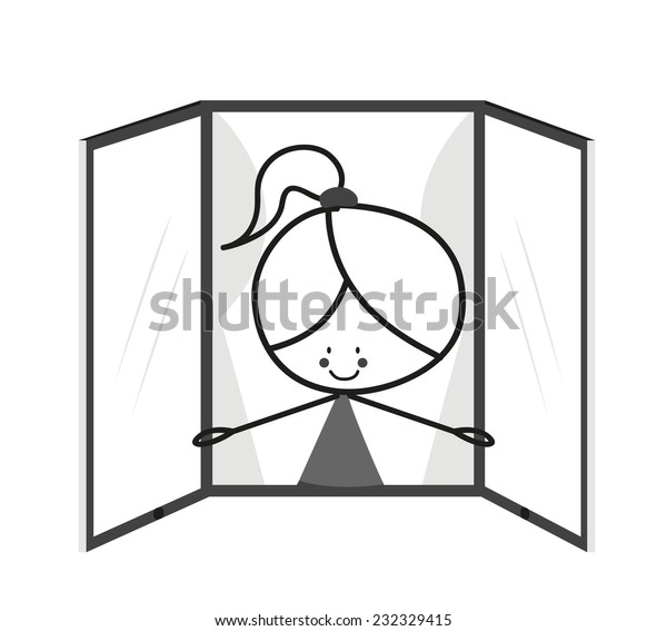 Doodle Girl Open Window Stock Vector (Royalty Free) 232329415