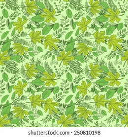 Doodle Green Seamless Pattern Leaves Stock Vector (Royalty Free ...