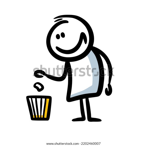 Doodle Hand Drawn Character Throwing Garbage Stock Vector (Royalty Free ...