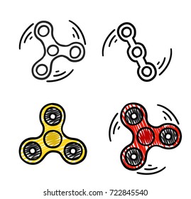 Doodle Hand Drawn Fidget Spinner Isolated Stock Vector (Royalty Free ...