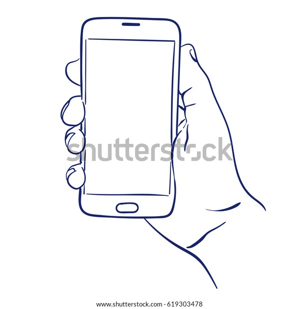 Doodle Hand Drawn Sketch Smart Phone Stock Vector (Royalty Free ...