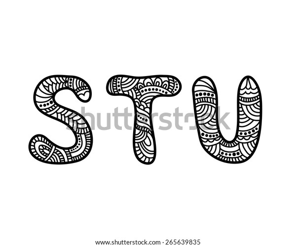 Doodle Hand Drawn Vector Alphabet Stu Stock Vector (Royalty Free ...