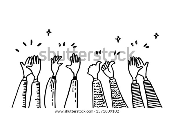 Doodle Hands Uphands Clapping Applause Gestures Stock Vector (Royalty ...