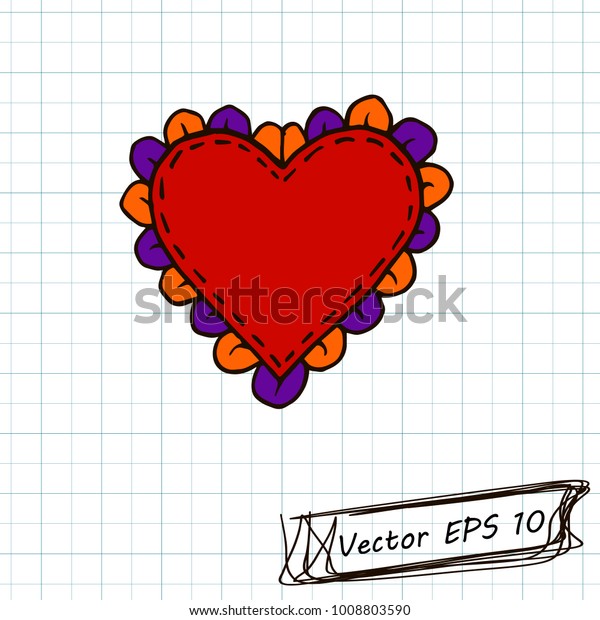Doodle Heart Heart Pattern Style Childrens Stock Vector (Royalty Free ...