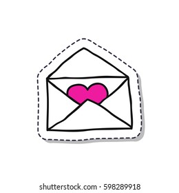 Doodle Icon Sticker Envelope Heart Isolated Stock Vector (Royalty Free ...