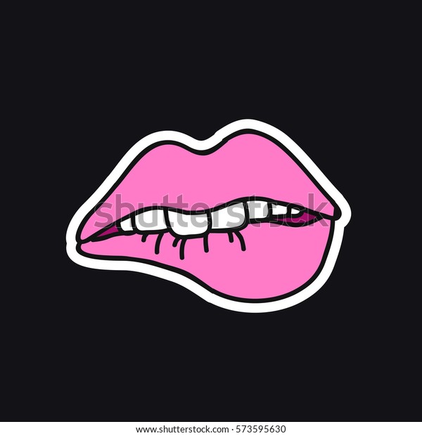 Doodle Icon Sticker Lips Vector Illustration Stock Vector (Royalty Free ...