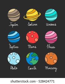 Doodle Icons Solar System Planets Vector 스톡 벡터(로열티 프리) 363682028 ...