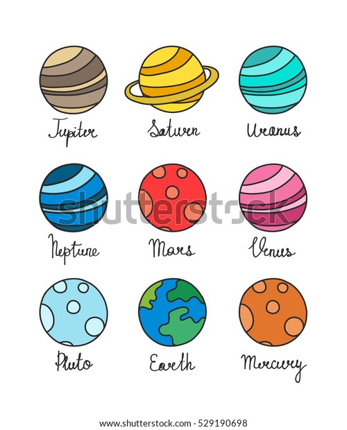 Doodle Icons Solar System Planets Vector Stock Vector (Royalty Free ...