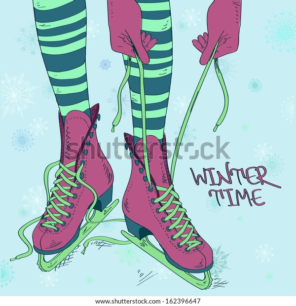 Doodle Illustration Female Legs Process Lacing Stock Vector (Royalty ...