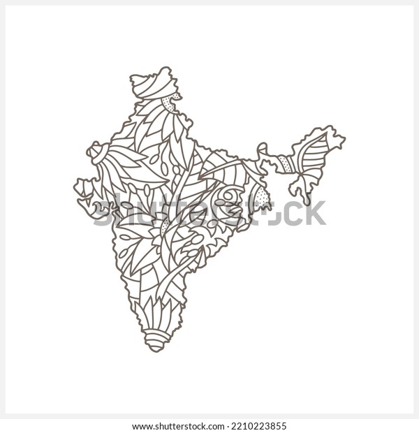 Doodle India Map Isolated Eco Design Stock Vector (Royalty Free ...