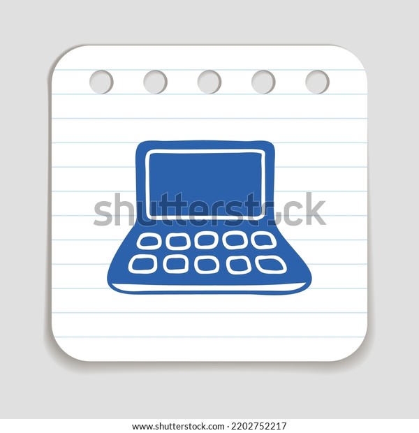 Doodle Laptop Computer Icon Blue Pen Stock Vector (Royalty Free ...