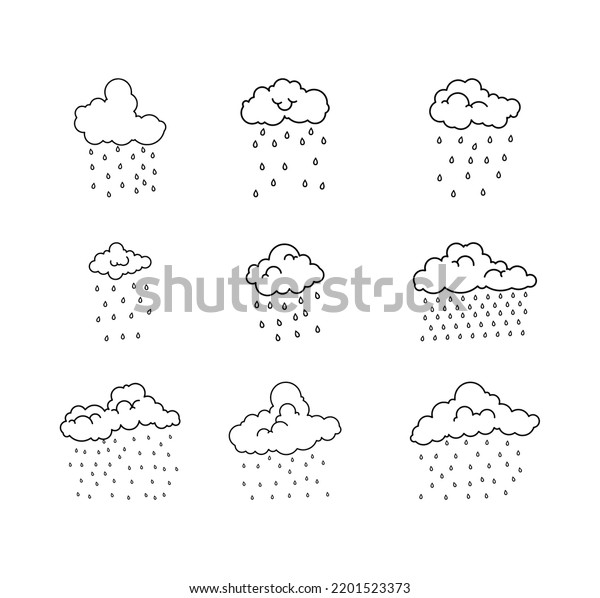 Doodle Line Art Cloud Water Rain Stock Vector (Royalty Free) 2201523373 ...