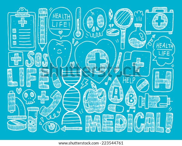 Doodle Medical Background Stock Vector (Royalty Free) 223544761 ...
