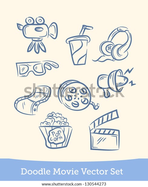 Doodle Movie Set Stock Vector (Royalty Free) 130544273 | Shutterstock