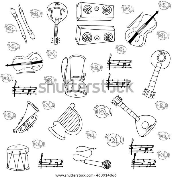 Doodle Music Element Vector Art Collection Stock Vector (Royalty Free ...