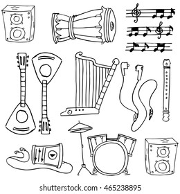 Doodle Object Tools Music Hand Draw Stock Vector (Royalty Free ...