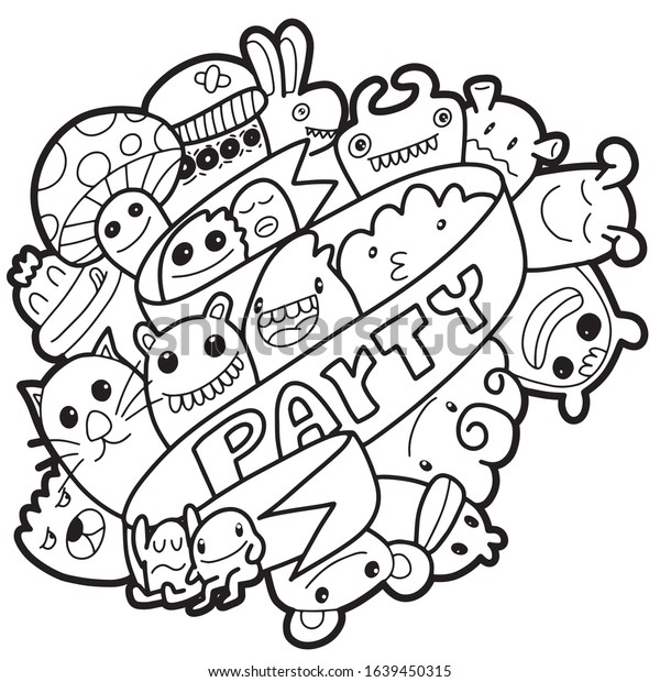 Doodle Party Set Vector Illustration Celebration Stock Vector (Royalty ...