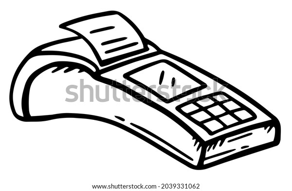 Doodle Payment Machinea Linear Graphic Vector Stock Vector (Royalty ...