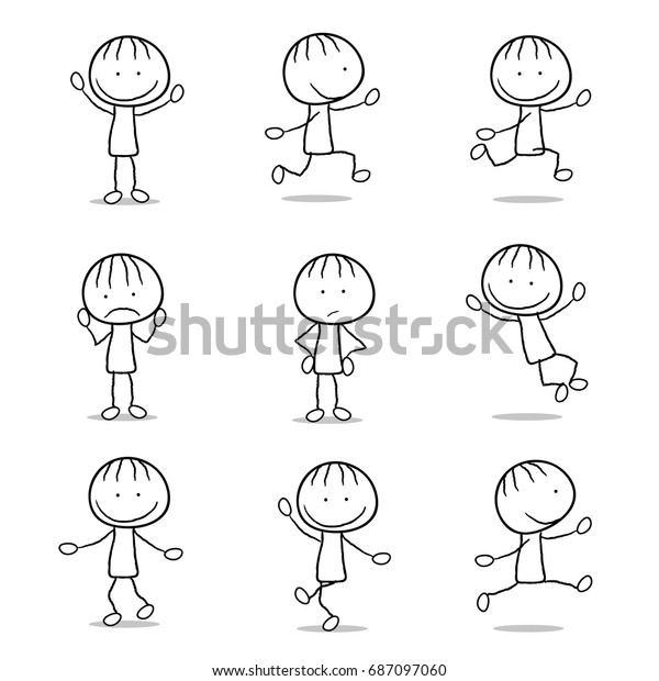 Doodle Person Stickman Stick Vector Illustration Stock Vector (Royalty ...
