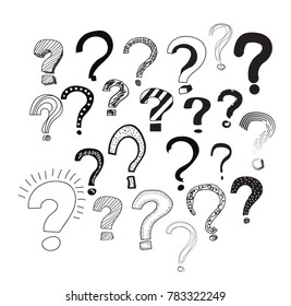 Hand Drawn Set Doodle Question Marks Stock Vector (Royalty Free ...