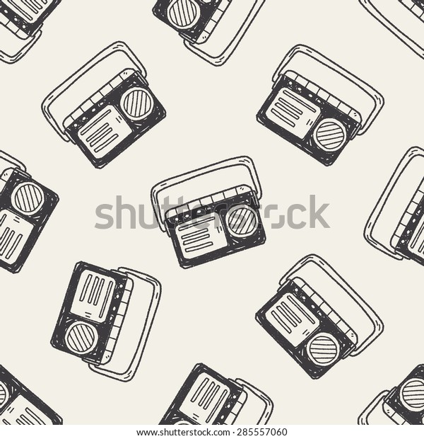 Doodle Radio Seamless Pattern Background Stock Vector (Royalty Free ...