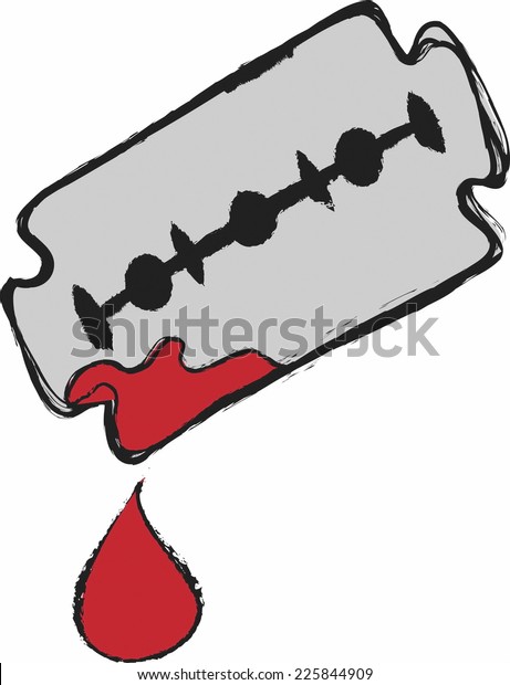 Doodle Razor Blade Drop Blood Stock Vector (Royalty Free) 225844909
