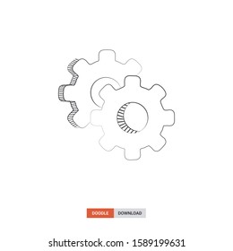Doodle Sketch Cog Concept On White Stock Vector (Royalty Free ...